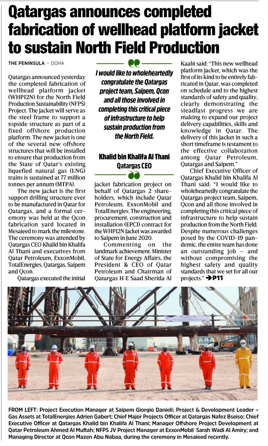 Qcon has completed Fabrication of Wellhead Platform Jacket (WHP12N) for ...